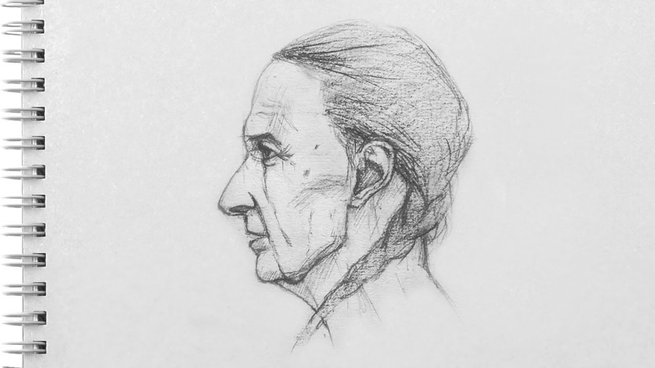 Portrait sketching easy: 11. Portrait in profile - YouTube