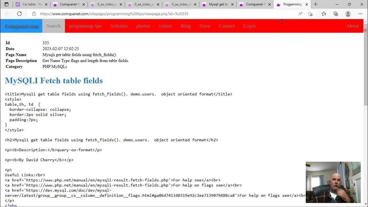 MySQLi Fetch table fields - YouTube