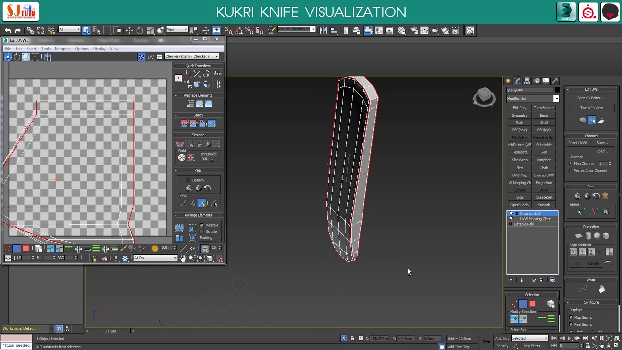 Kukri Knife Unwrapping (Part-3) in 3ds MAX l Kukri Visualization Part ...