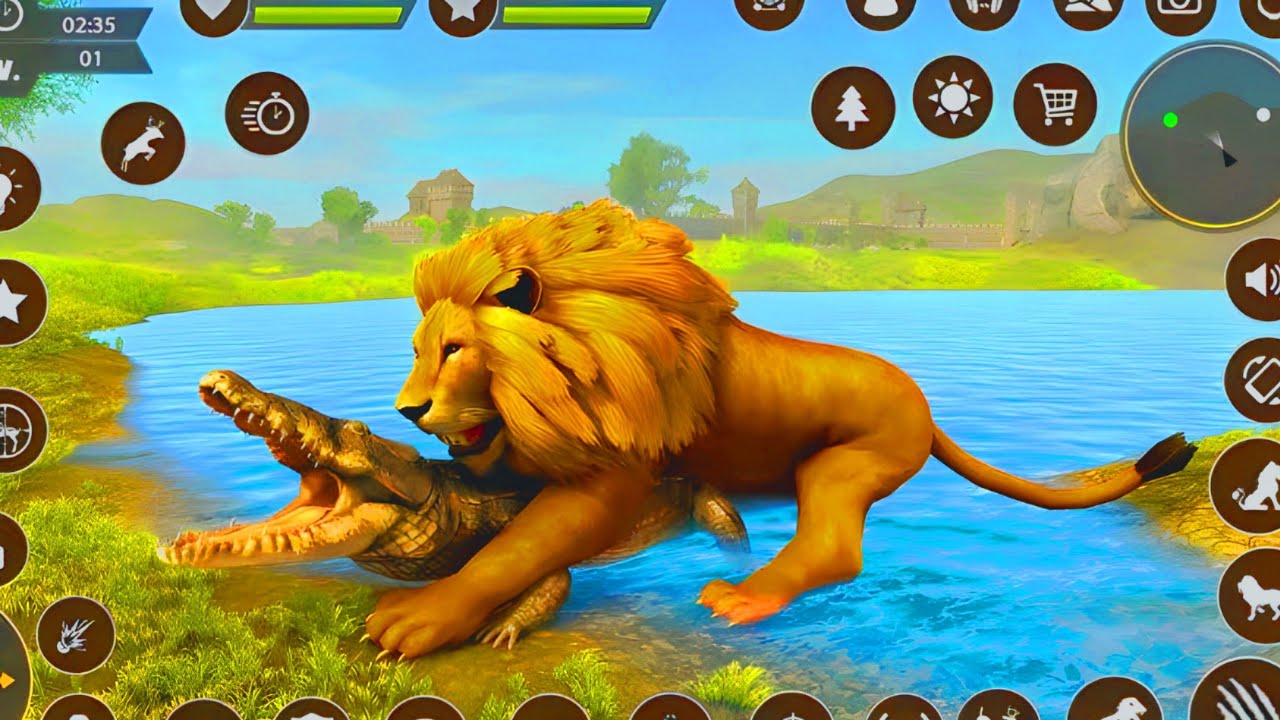 Wild lion family simulator | lion attack game | lion game - YouTube