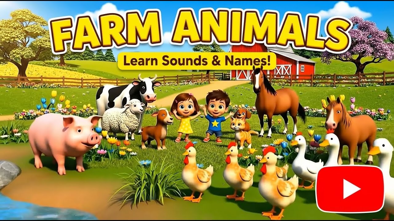 Farm Animals Song by Mia and Max l Learn Animal Sounds for Kids l ...
