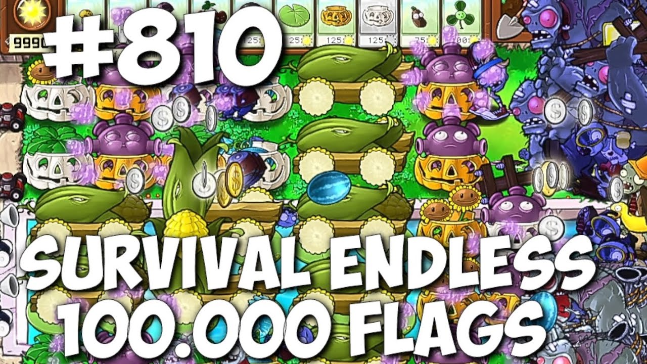 Plants vs Zombies Survival Endless 100000 Flags Part 810 | 16180 ...