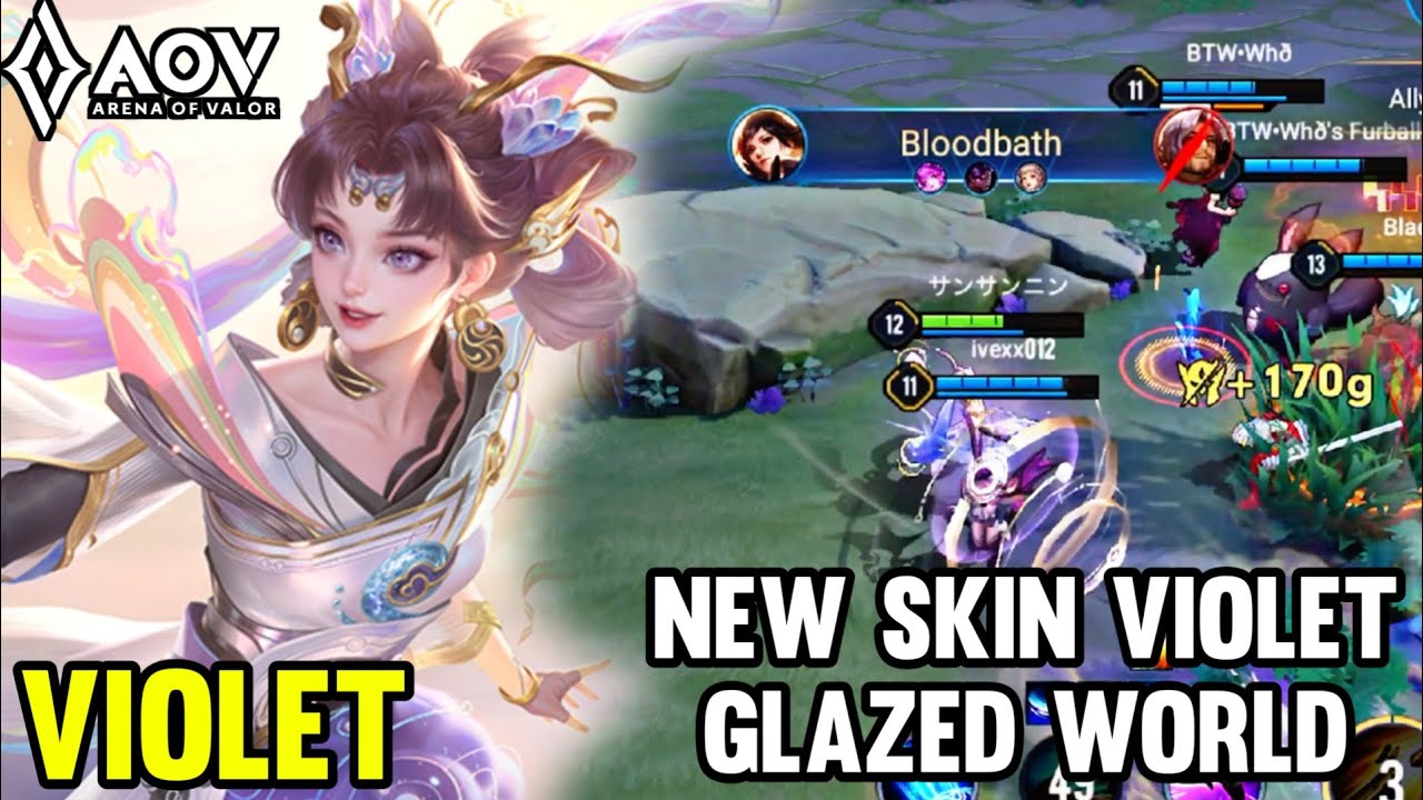 AOV : NEW SKIN VIOLET GLAZED WOLRD GAMEPLAY - ARENA OF VALOR ...