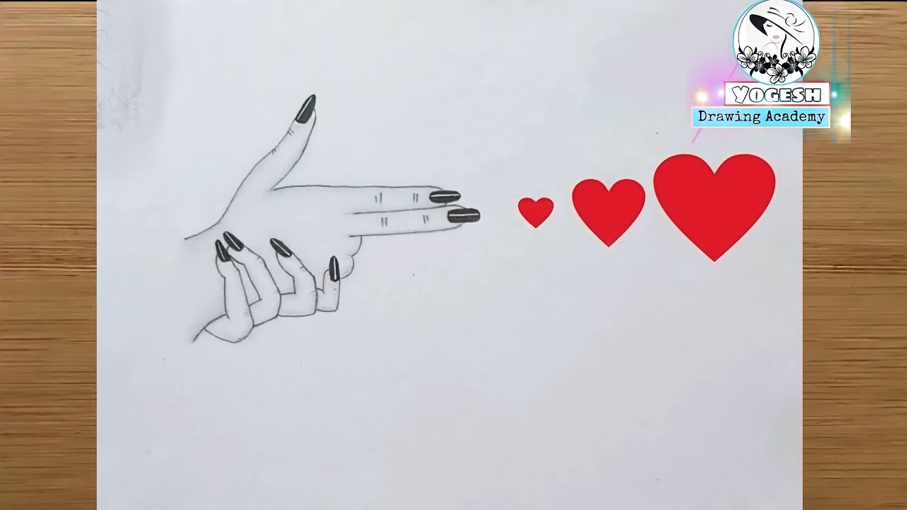 how to draw hands with love fire easy drawing | love drawing step # ...