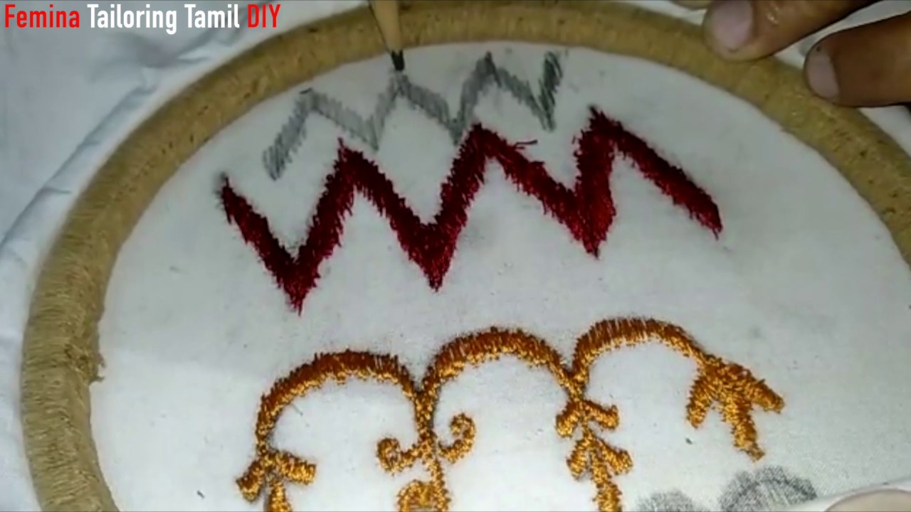 Easy and Simple Embroidery designs in Tamil (Scallop and Zig Zag design ...