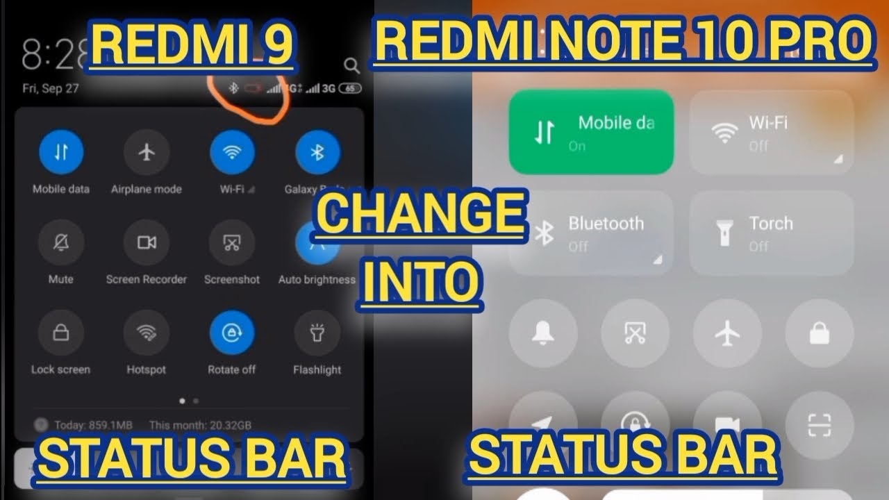 How to change status bar of redmi 9 into redmi note 10 pro. - YouTube