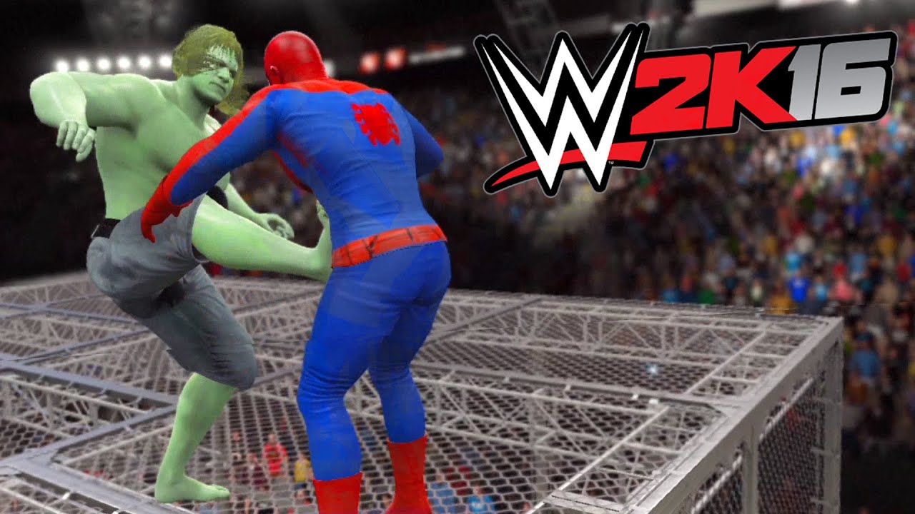WWE 2K16 - Spiderman Vs The Incredible Hulk - Hell In a Cell Match ...