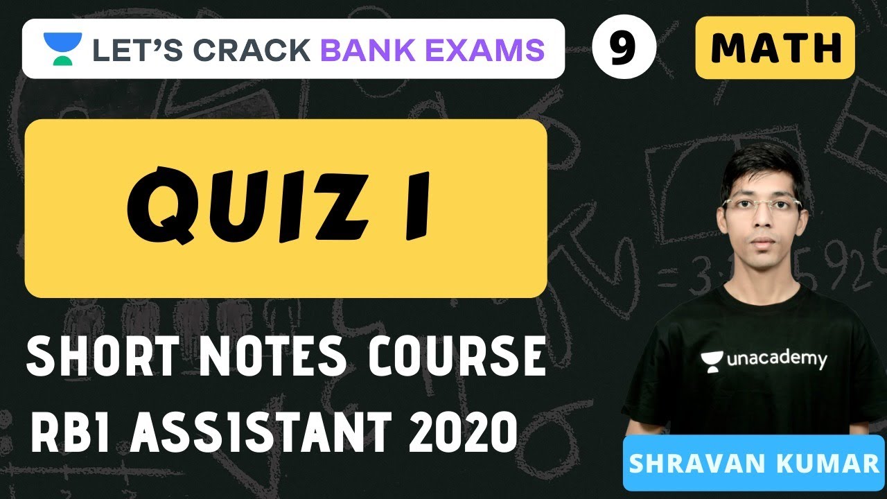 Quiz - 1 | Mathematics | RBI ASSISTANT 2020 | Shravan Kumar - YouTube