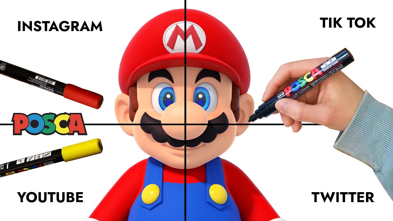 One Drawing BUT 4 different style! HOW I drew MARIO in the styles of ...