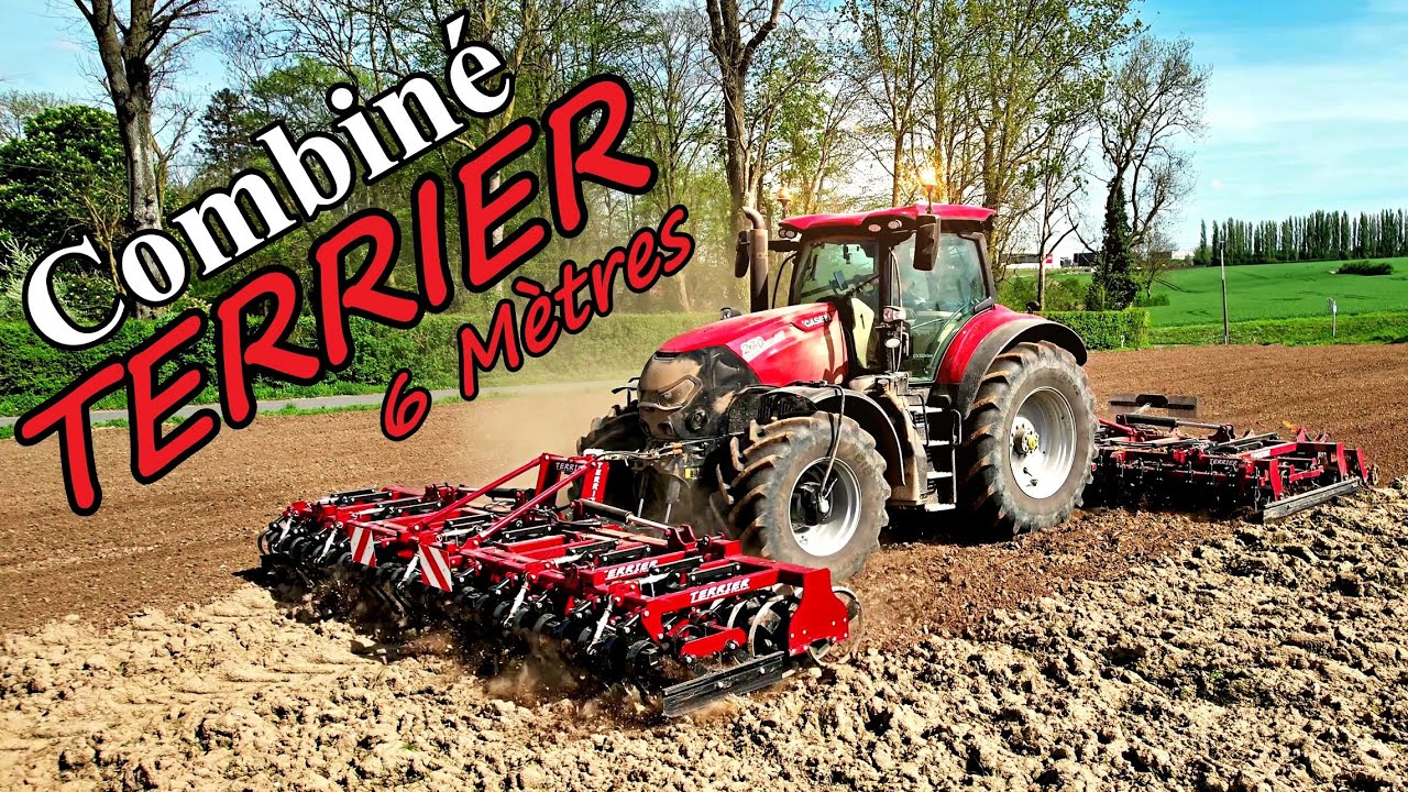 Case IH CVX 270 Optum et combiné TERRIER 6 mètres a la préparations de ...