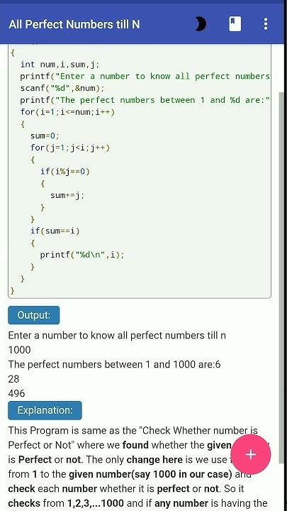 Program to print perfect number between 1 to N - YouTube