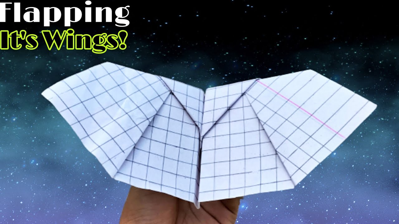 Notebook sheet paper flying bat (Flapping), notebook paper plane ...