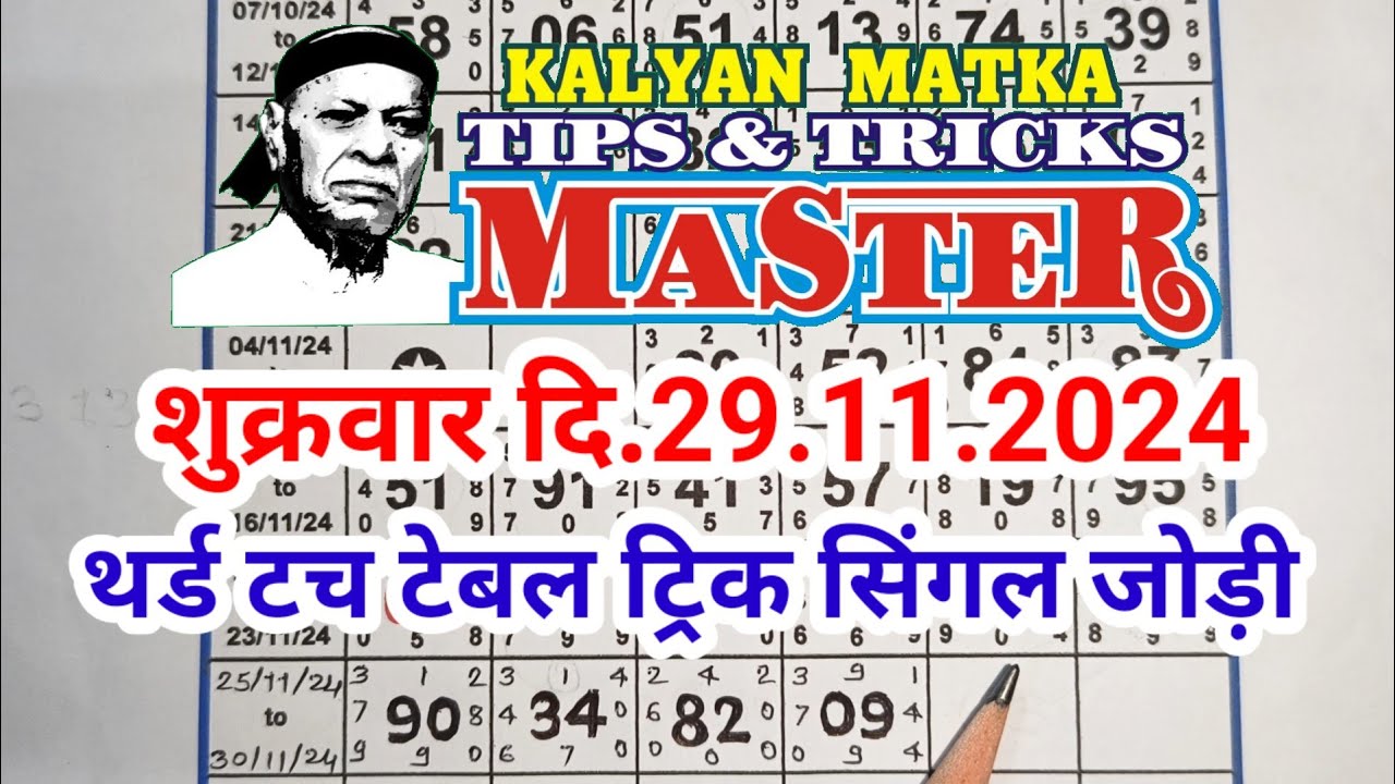 KALYAN MATKA TIPS AND TRICKS MASTER TODAY 29.11.2024 KALYAN TODAY TABLE ...