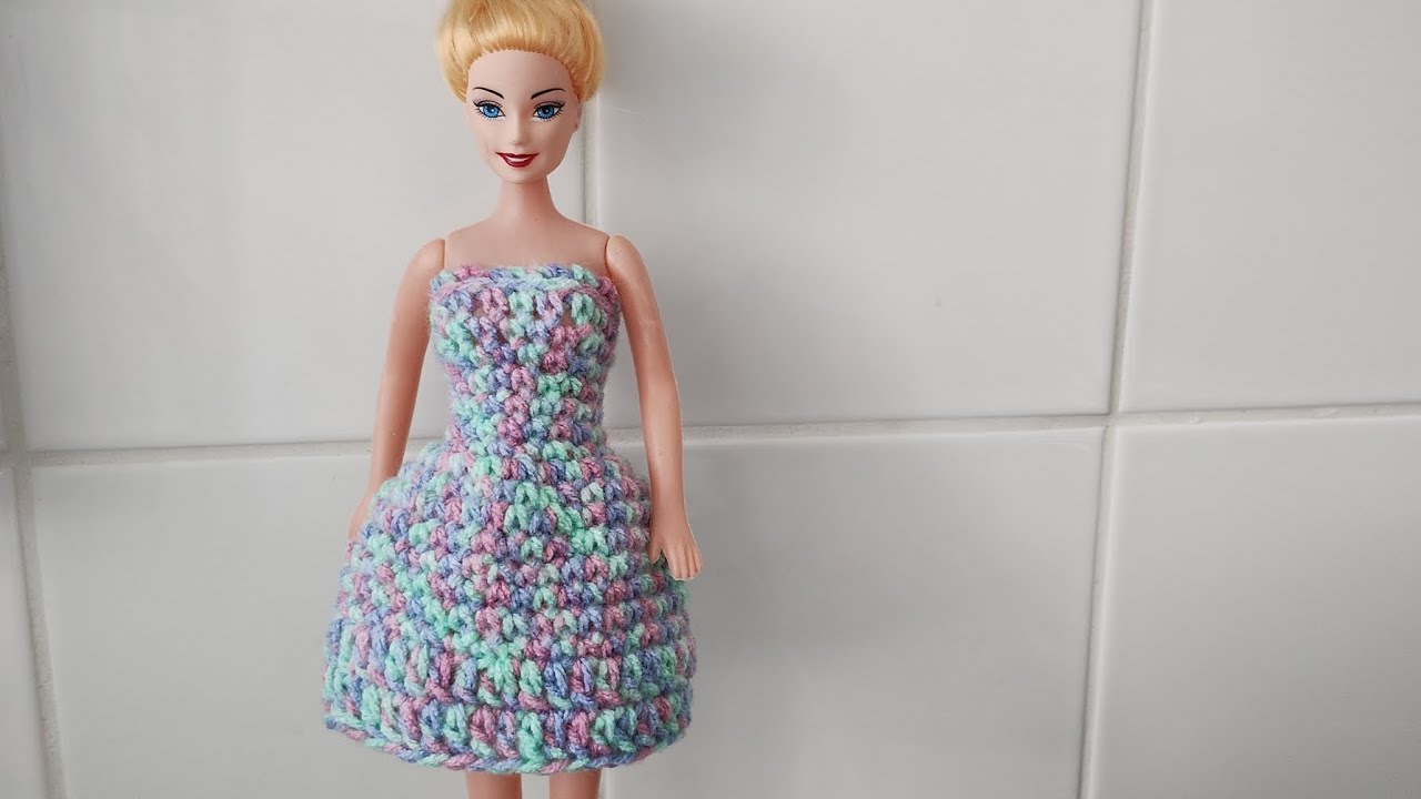 How to crochet a doll dress, mini dress, clothes. This is very simple ...