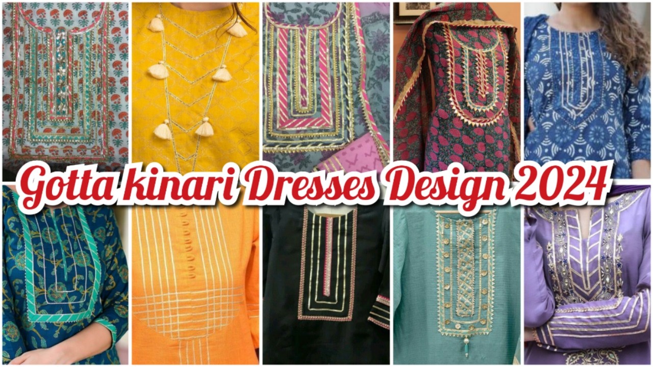 😊Unique Gota Patti Dress Designing ideas 2024/Printed Gotta Work Dress ...