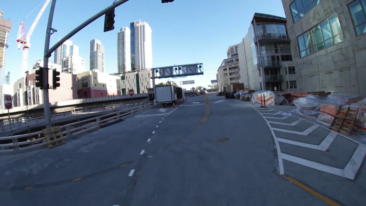 Bus Ramp Maneuvers Transit Center To Freeway - YouTube