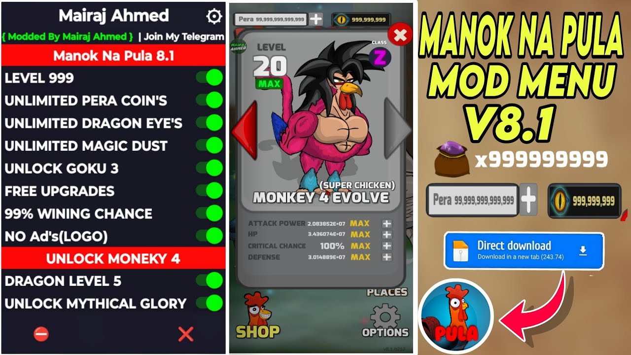 Manok Na Pula Mod Menu v8.1 | Unlimited Money Eyes,Max,Level, No Ads ...