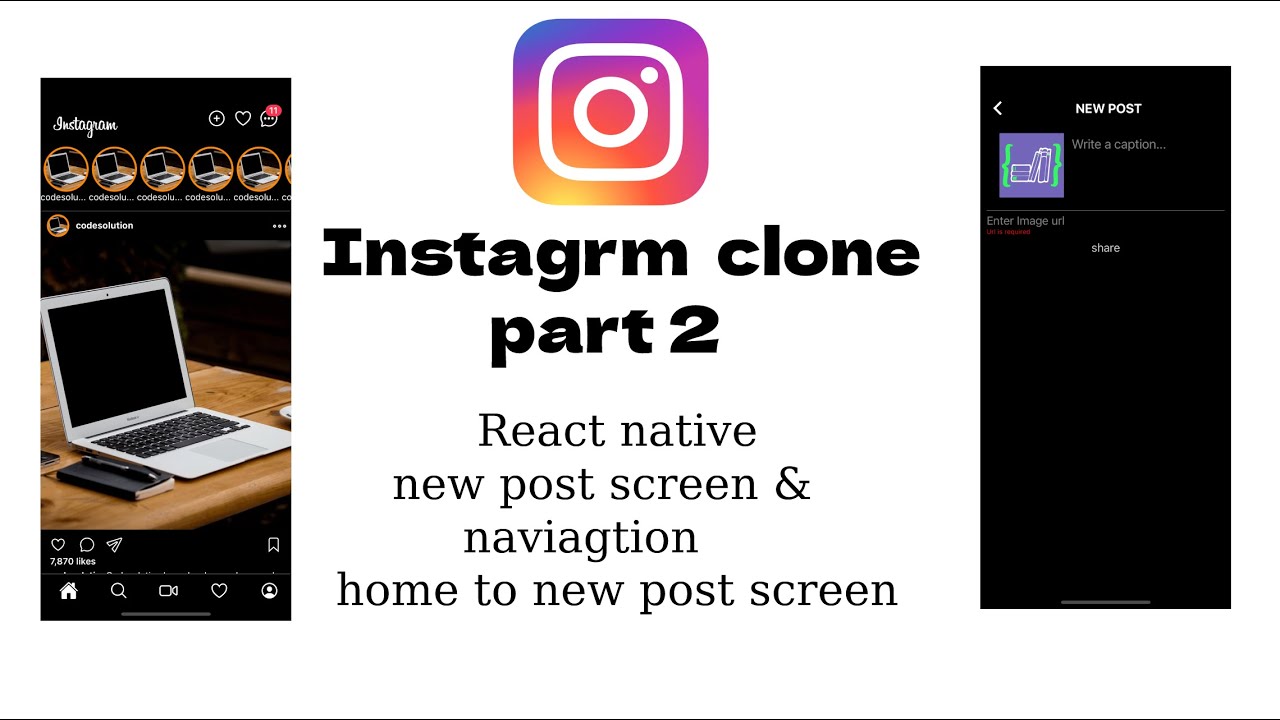 Part 2 Create Instagram new post screen (ui) with navigation route in ...