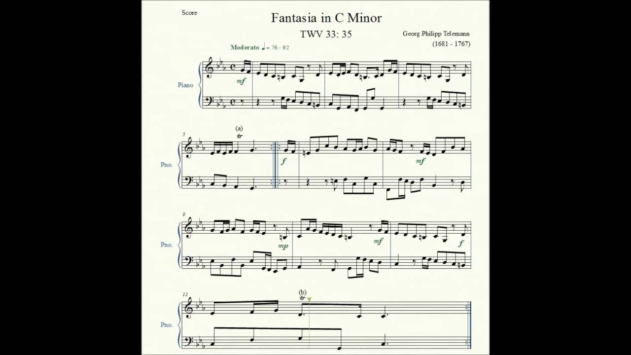 Fantasia in C Minor (TWV 33: 35) - Georg Philipp Telemann - Piano ...