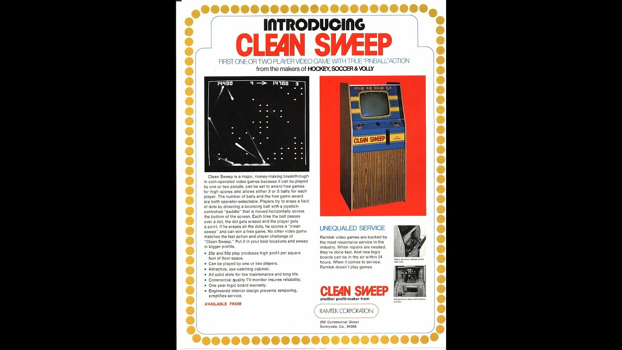Clean Sweep Arcade (Ramtek) 1974 - YouTube