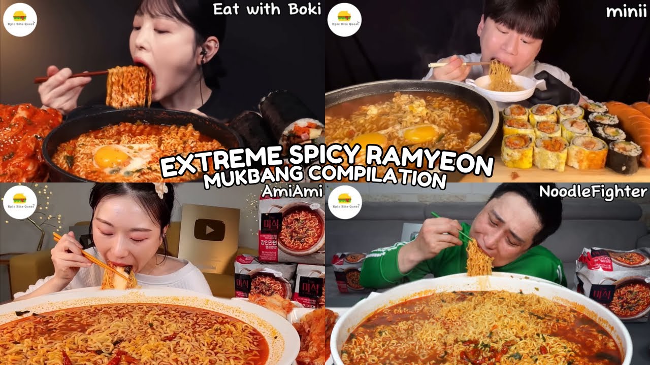 ASMR | EXTREME SPICY RAMYEON MUKBANG COMPILATION | NOODLES & SPICY ...