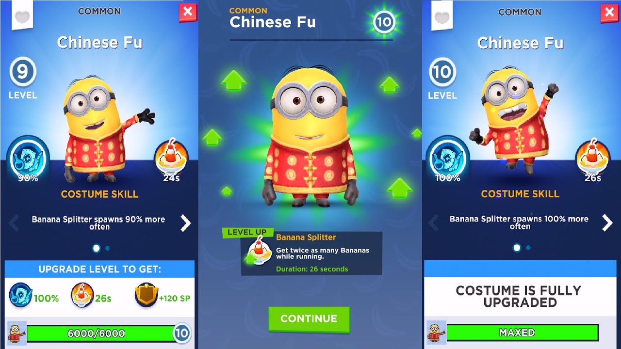 Minion rush Chinese Fu minion upgrade to maxed - YouTube
