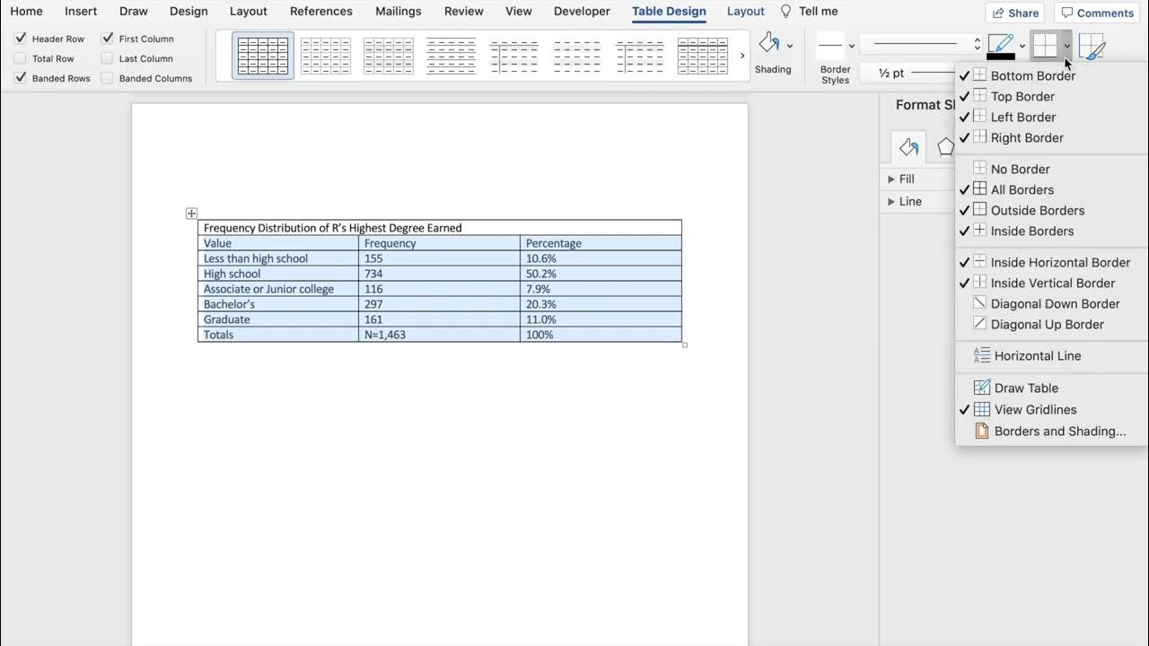 Presenting Descriptive Statistics in Microsoft Word - YouTube