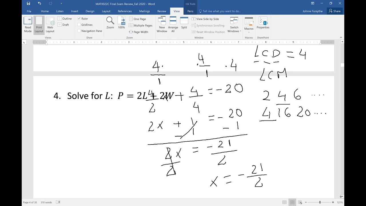 Developmental Math Combined (MAT0022C/MAT0028C) Final Review - YouTube