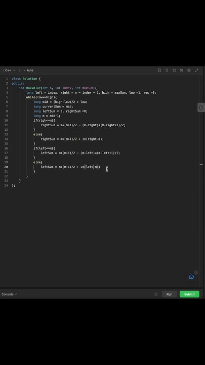 Leetcode Maximum Value At A Given Index In A Bounded Array Problem 1802 June 10 Youtube