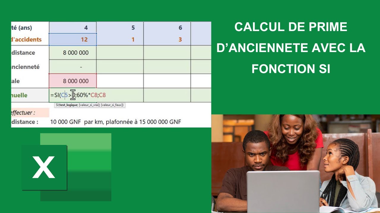 Comment calculer prime d’ancienneté́ dans Excel avec la fonction SI ...