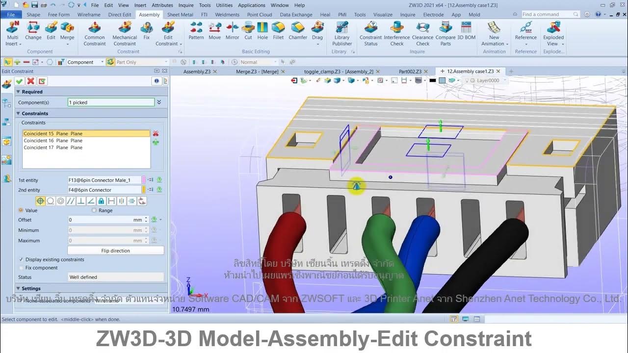 ZW3D CAD Constraint Edit Constraint - YouTube