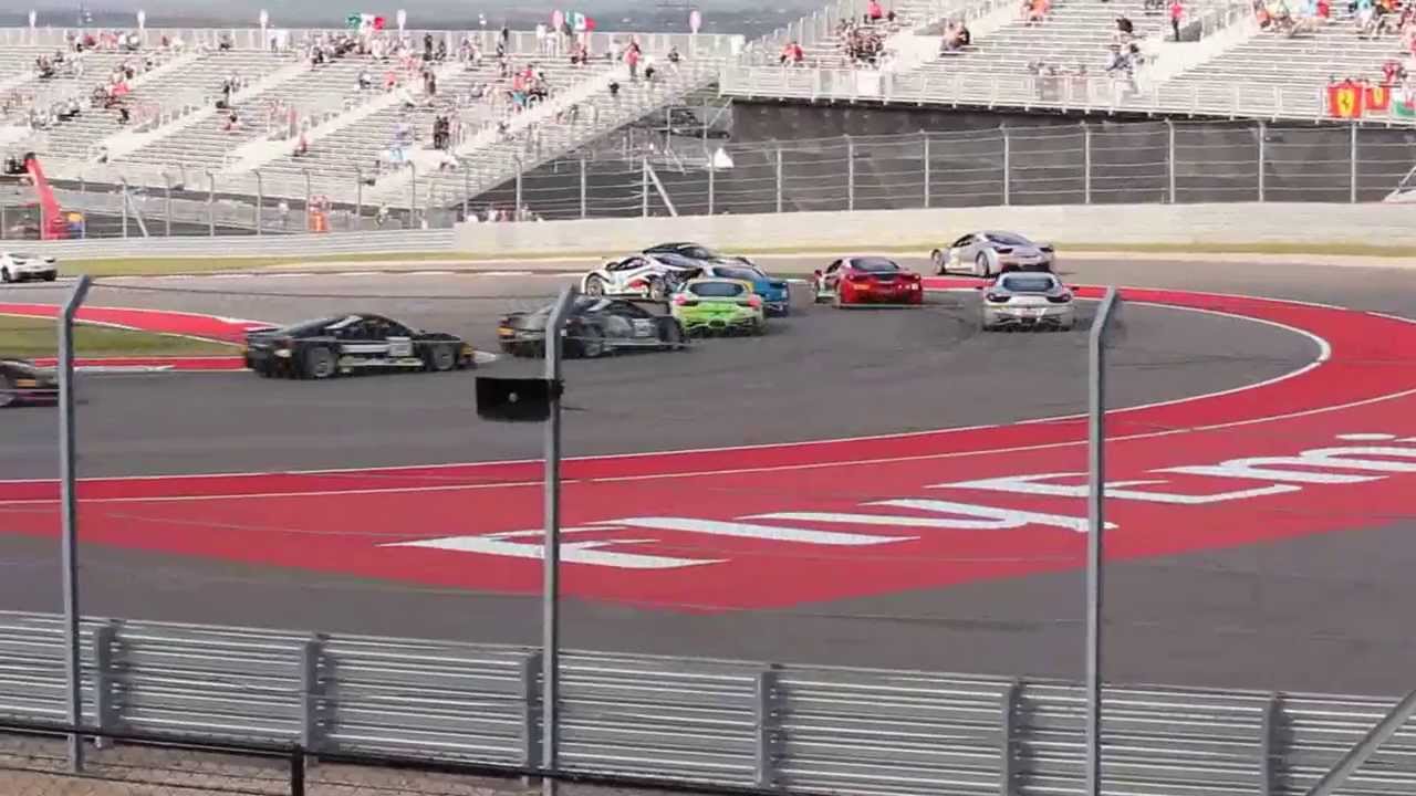 Ferrari Challenge COTA race 2 turn 11 crash - YouTube