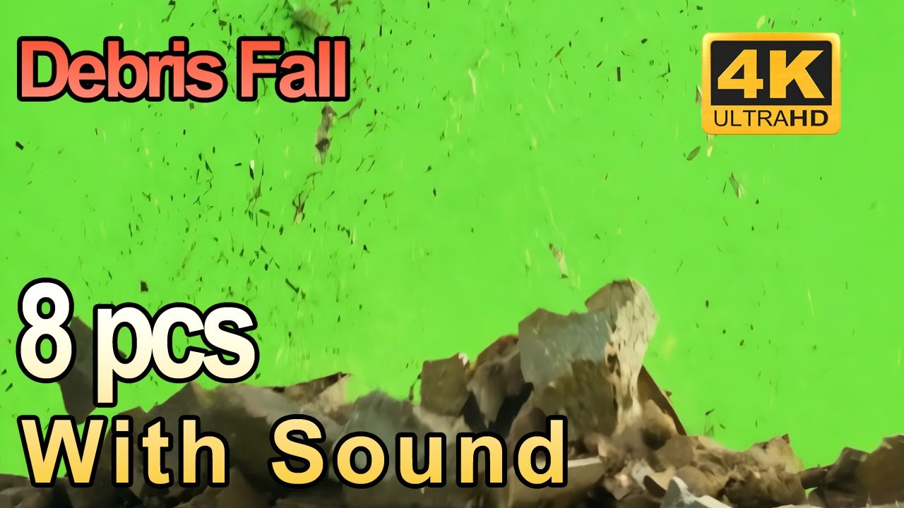 8 pcs Sounded Debris Fall Effect Videos - Green Screen - 4K - Free ...