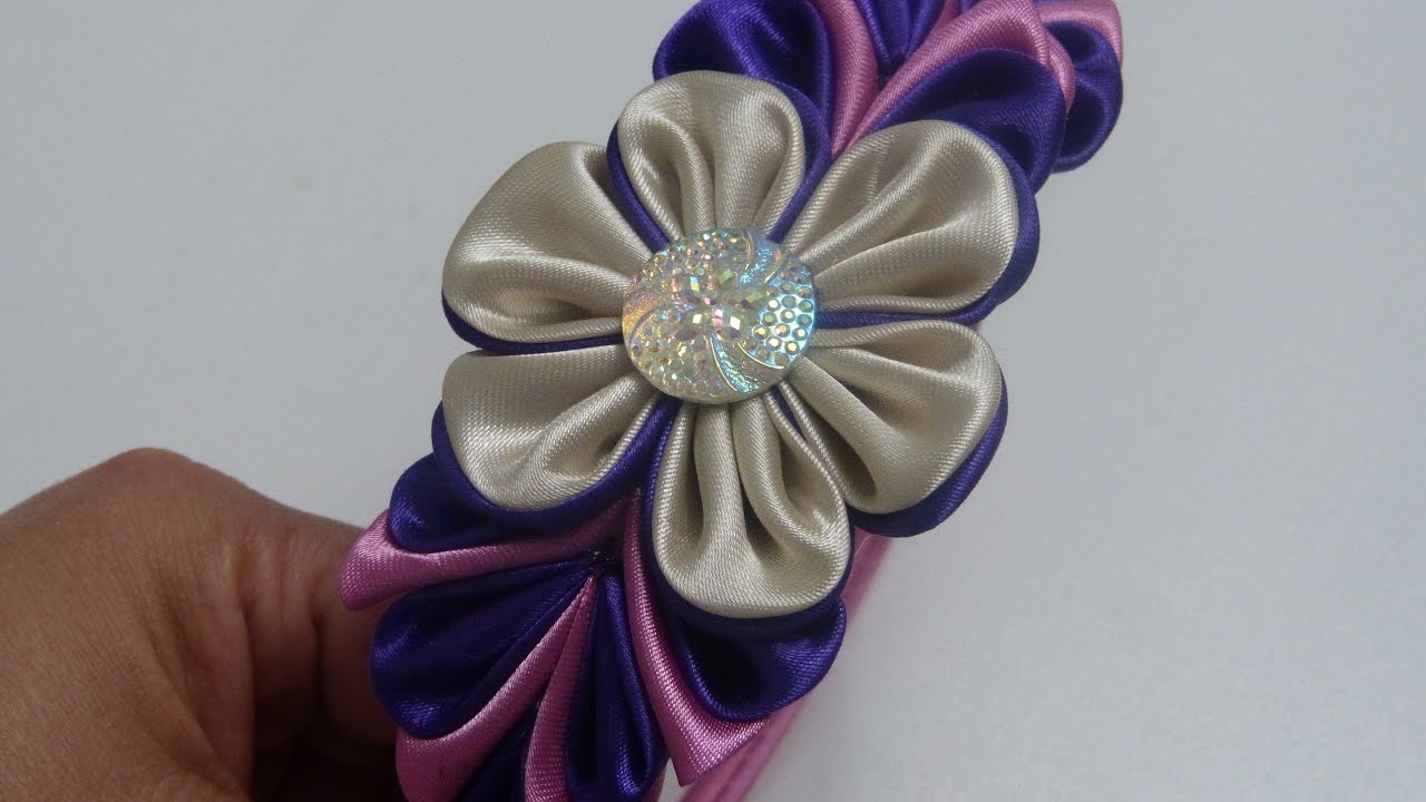 Tutorial de Una bella y Fácil Flor de listón, How to make flowers - YouTube