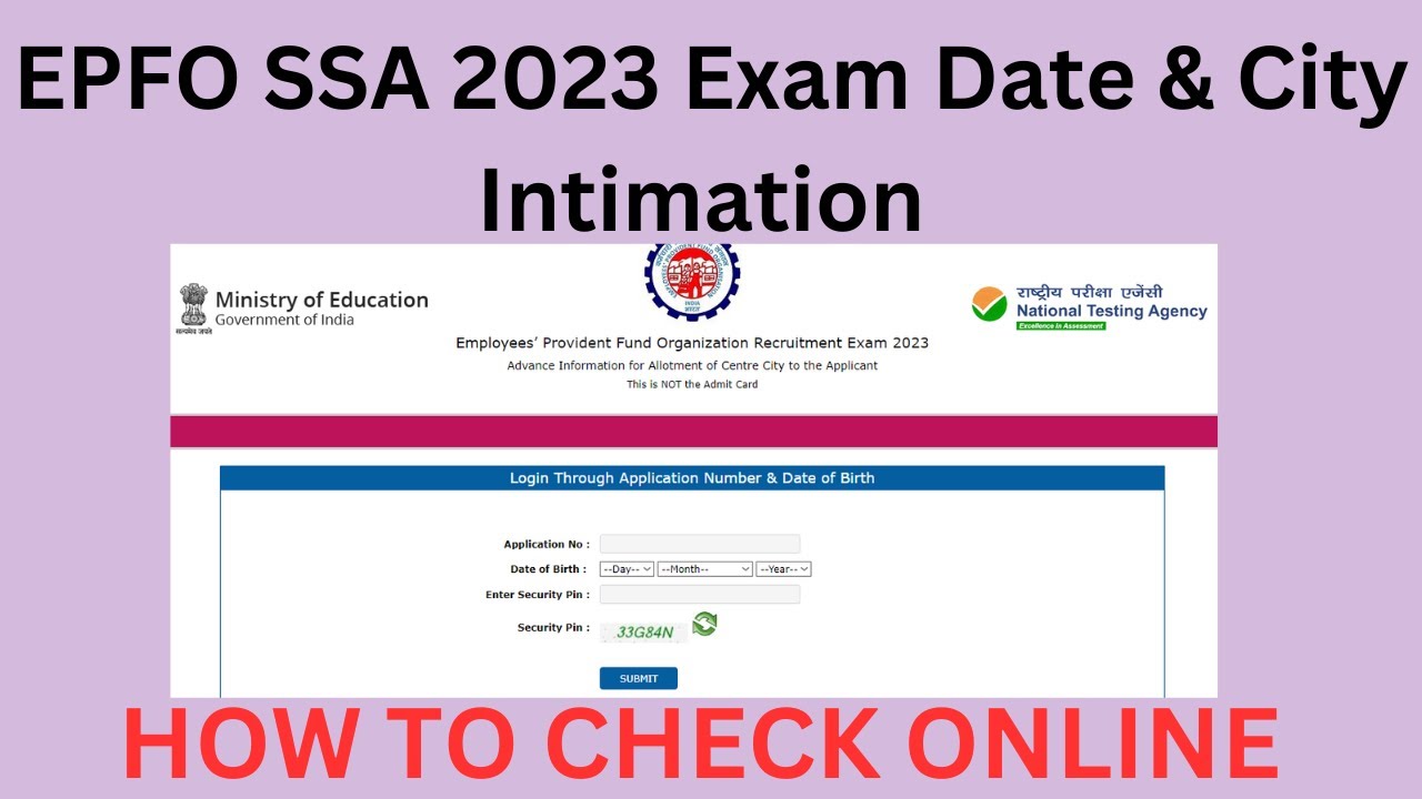 EPFO SSA 2023 Exam Date & City - YouTube