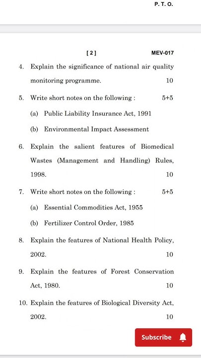 Ignou mscenv previous year question papers mev 017 - YouTube