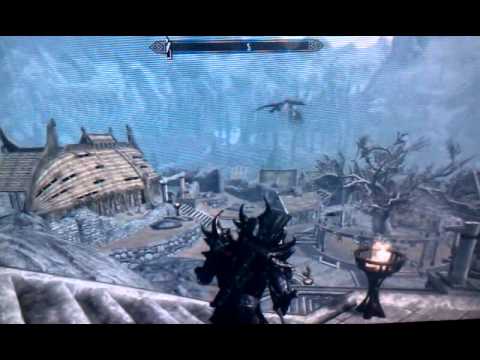 Dragon floating in place over Whiterun in Skyrim - YouTube