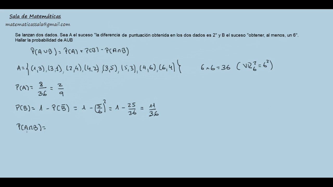 Ejercicio de Probabilidad (probabilidad de la unión) - YouTube