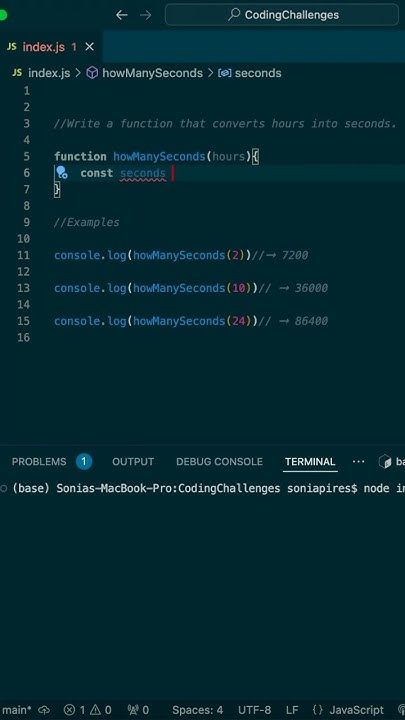 Convert Hours into Seconds - JavaScript Coding Challenge #coding # ...