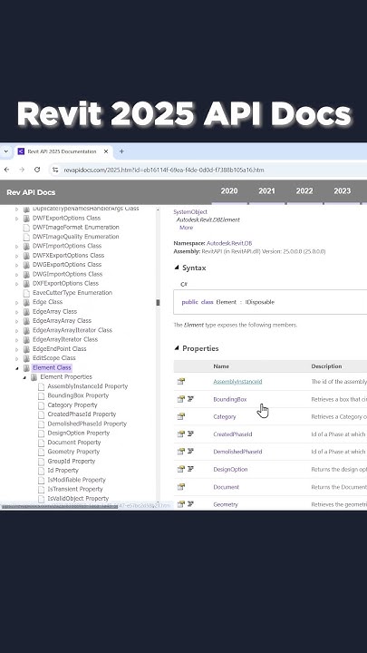 Revit API 2025 Documentation Online #shorts #revit #bim - YouTube