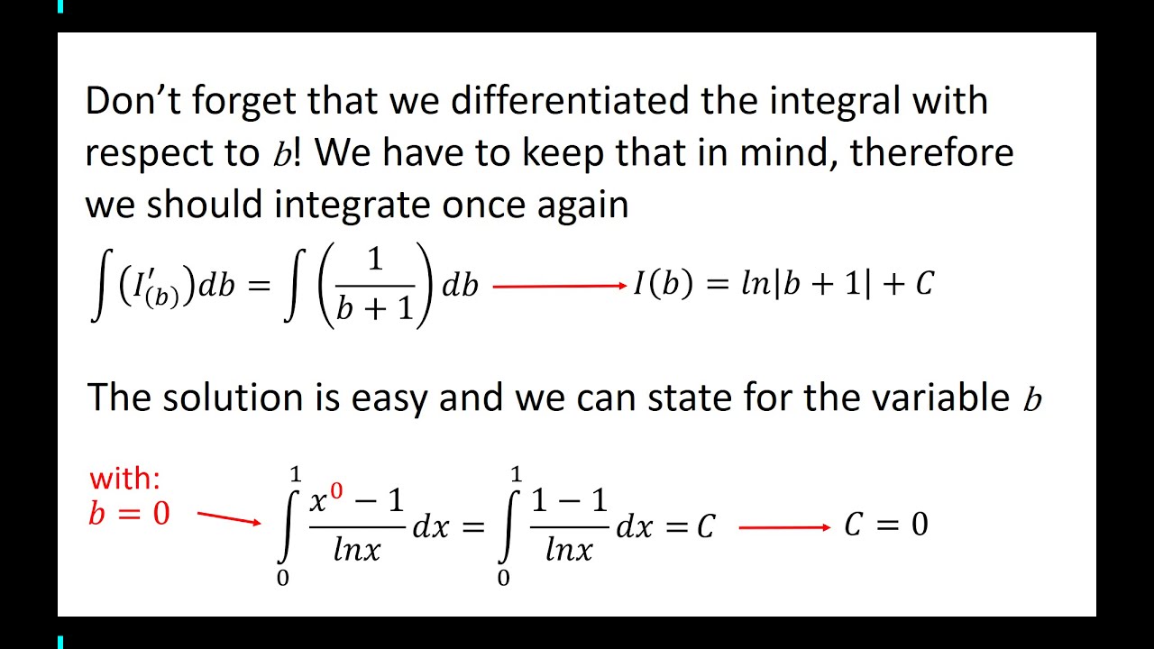 Classic Iit Jee Integral Feynman Technique For Integration Integral Of X 1 Lnx From 0 To 1