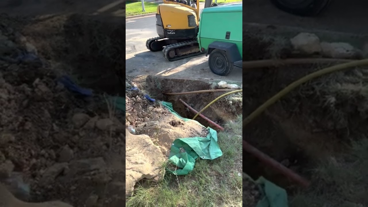 Contractor removing shallow pipe - YouTube