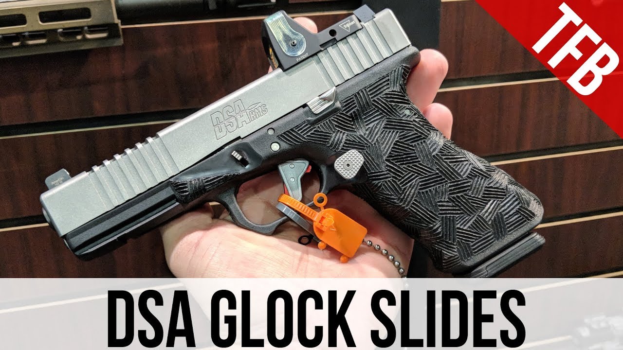 [SHOT 2018] DSA's Inexpensive Steel and Titanium Glock Slides - YouTube