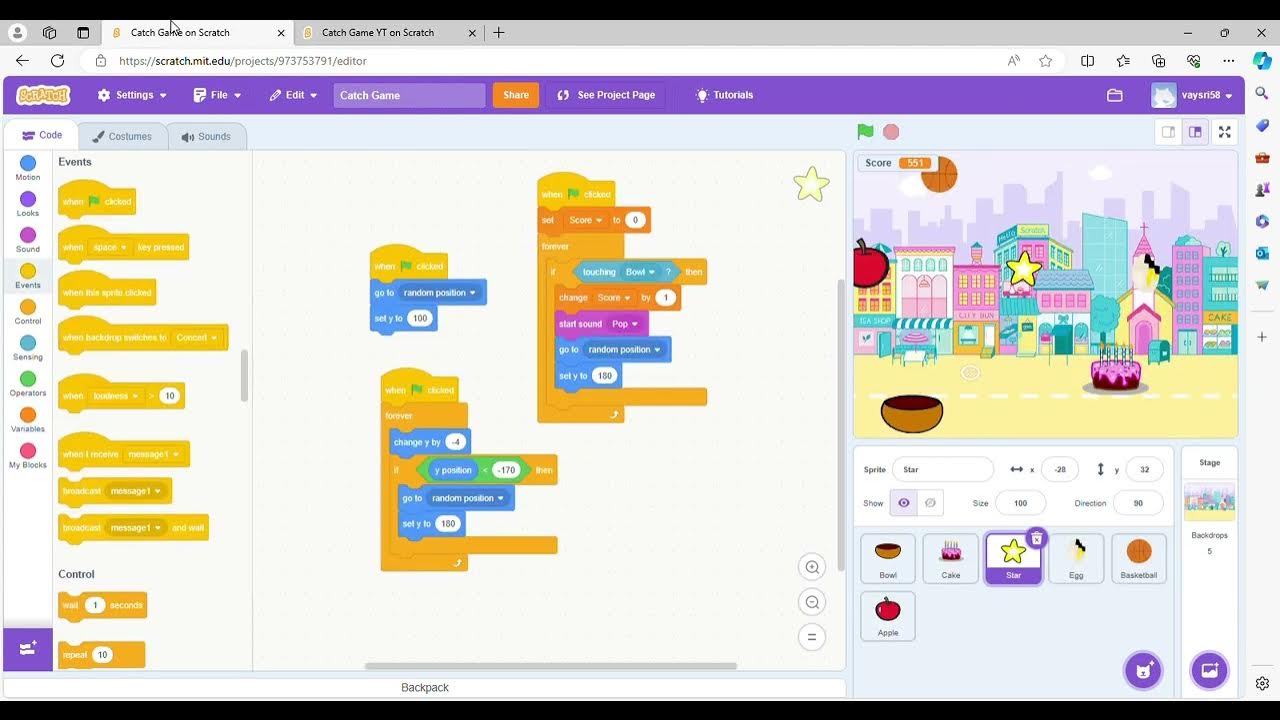70 k Subscribers Special - How to make a Catch game using SCRATCH - YouTube