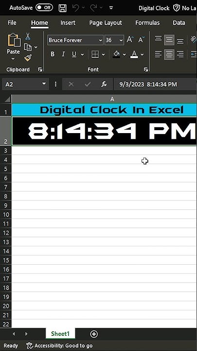 Digital Clock in Excel #excel #msexceltips #vba #shorts - YouTube