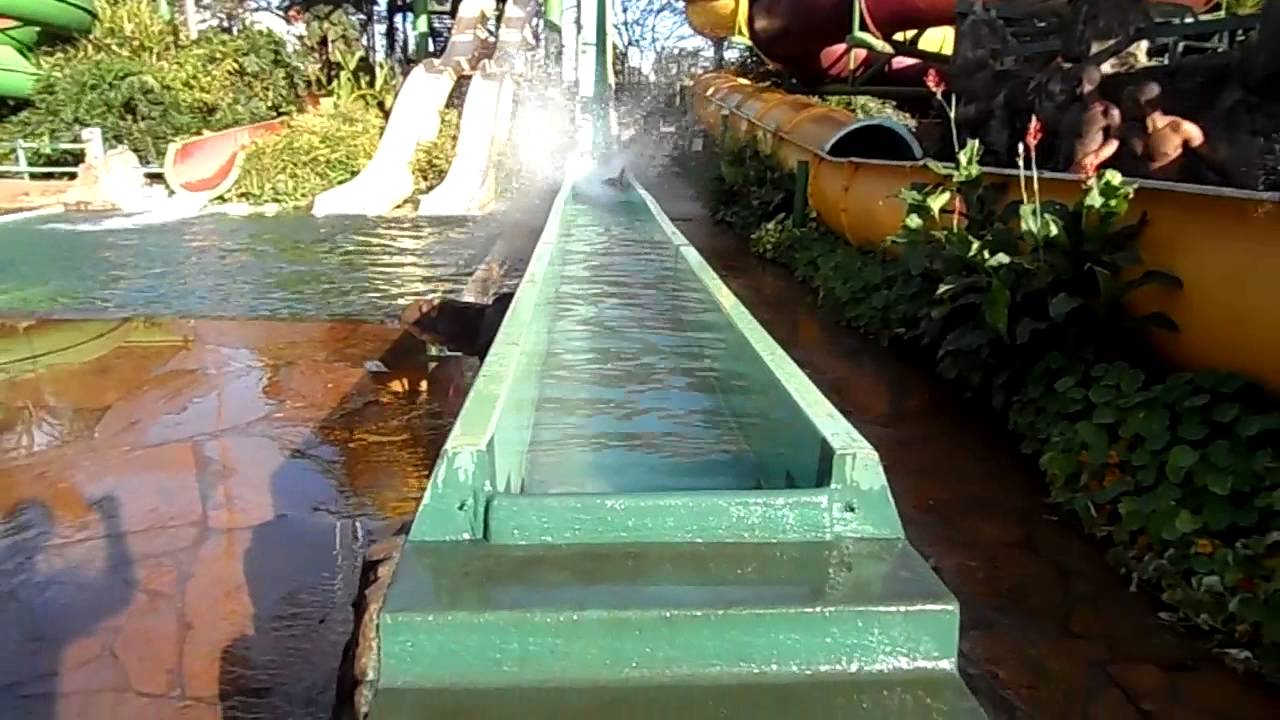 Down the steep water slide at Village Market - YouTube