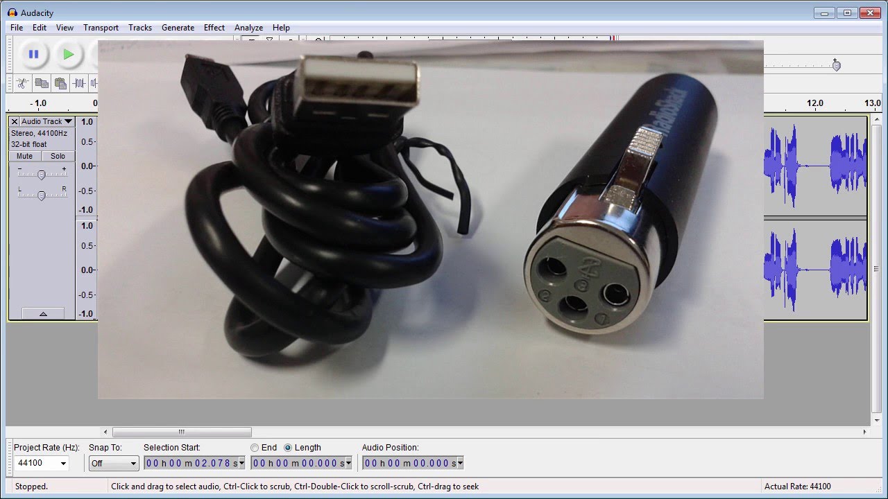 ทดสอบ RadioShack XLR to mini USB และ Audio Technica ATR2100 - YouTube