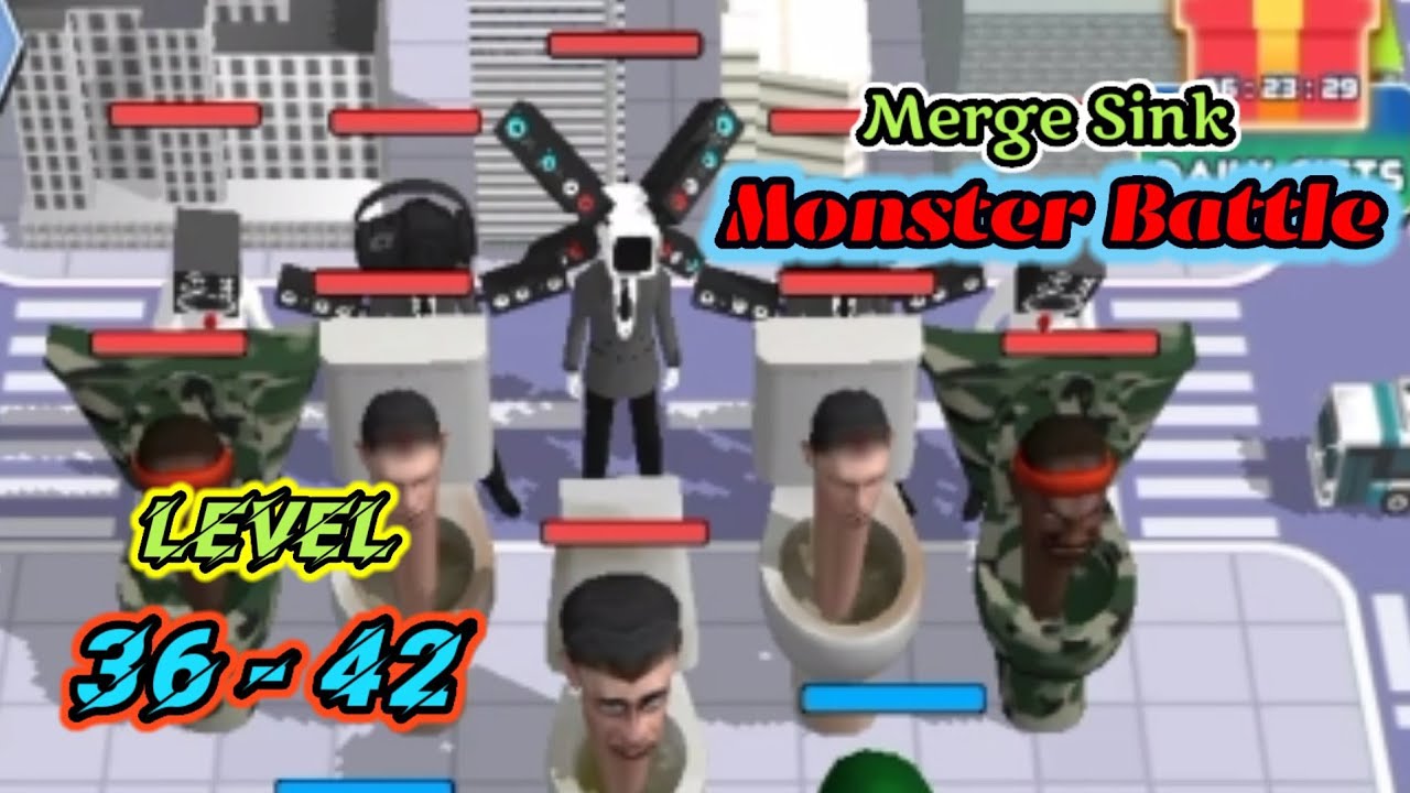 Merge Sink Monster Battle Level 36-42 #skibiditoilet #skibidi # ...