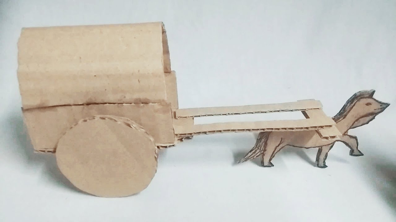 how to make a horse cart in cardboard - YouTube