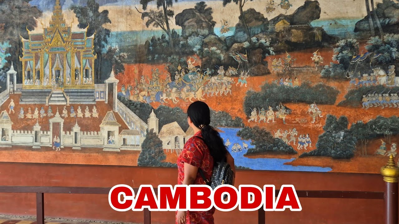 Ramayana Mural inside the Royal Palace complex in Cambodia (4K) - YouTube